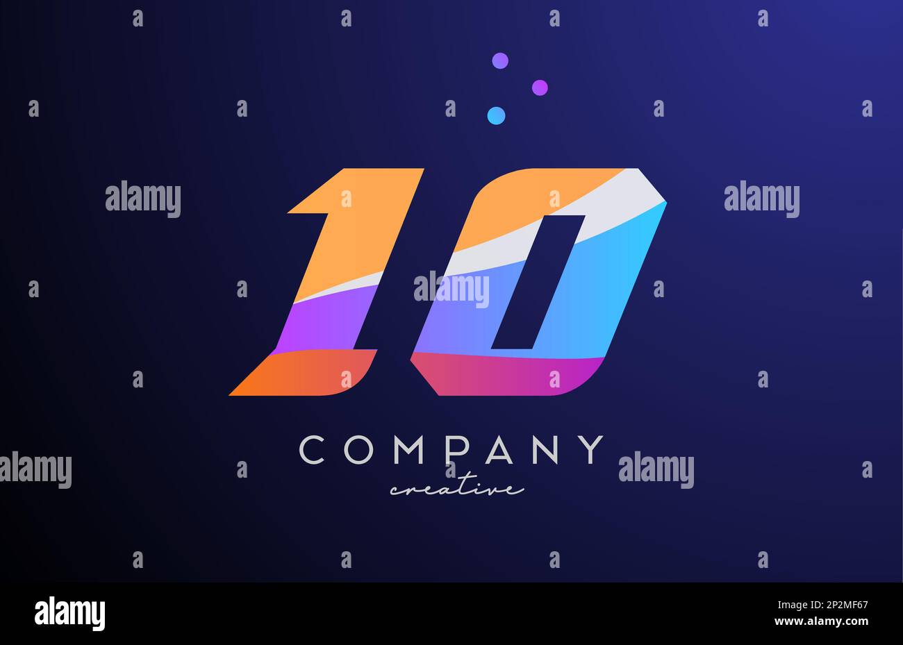 colored number 10 logo icon with dots. Yellow blue pink template design ...