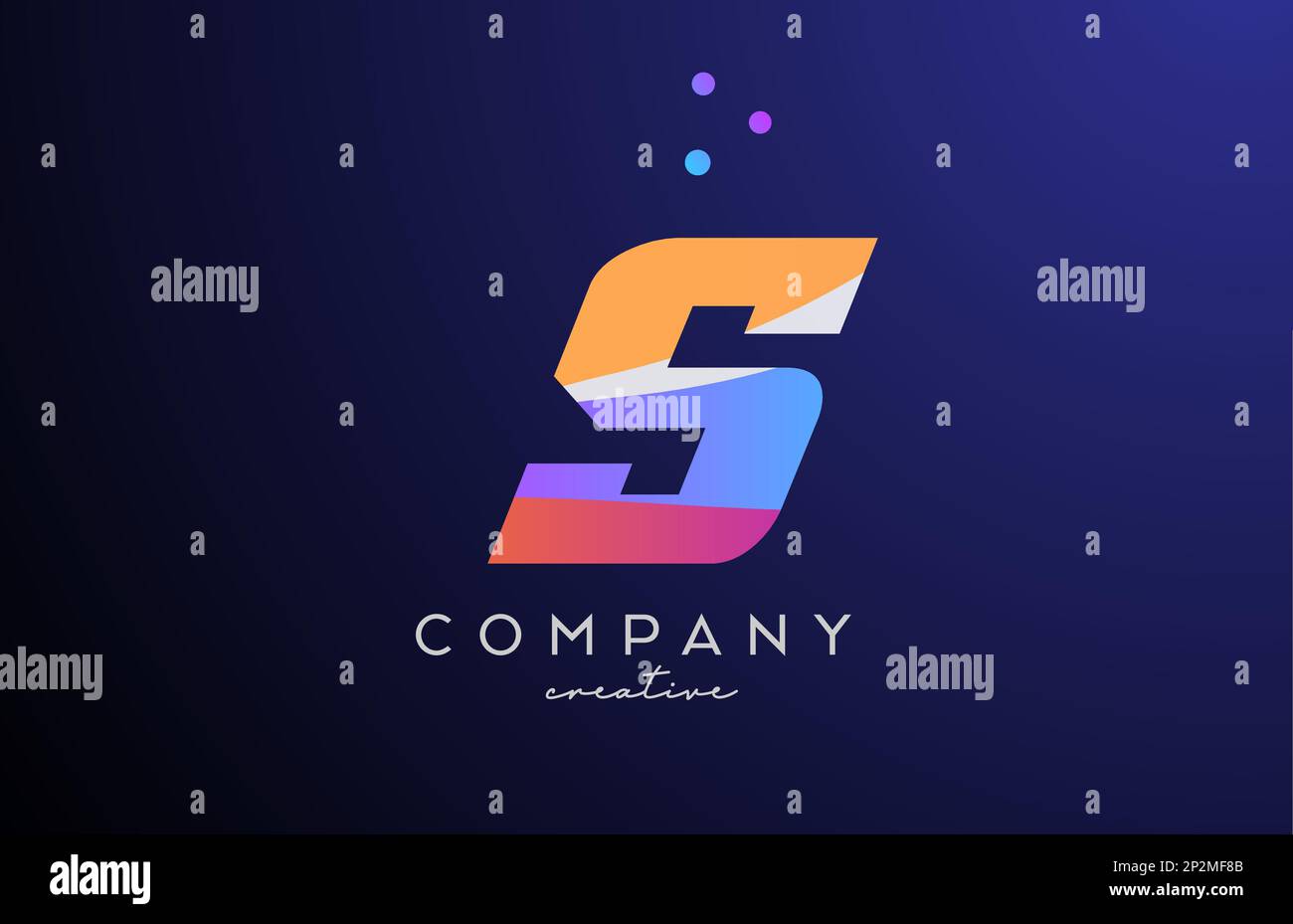 colored S alphabet letter logo icon with dots. Orange pink blue ...