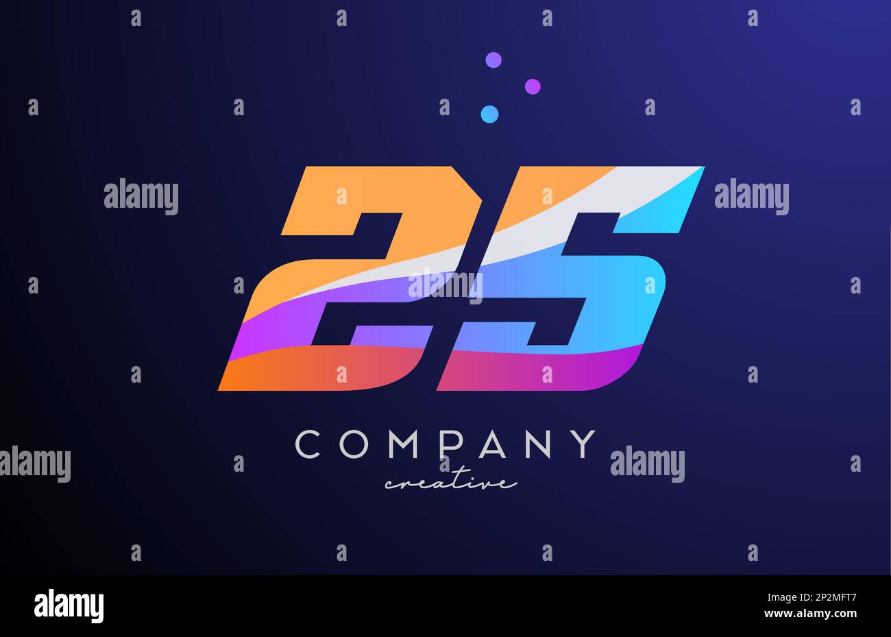 colored number 25 logo icon with dots. Yellow blue pink template design ...