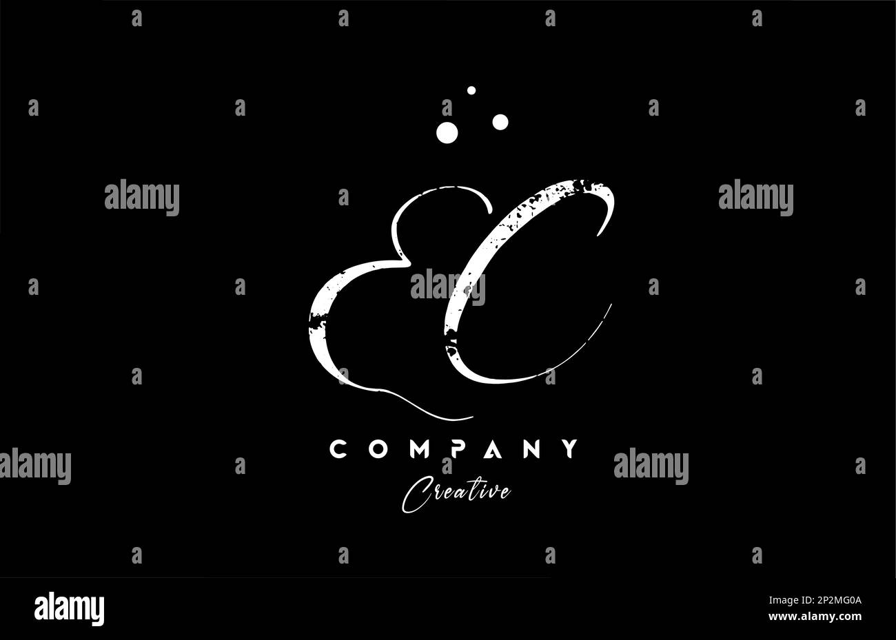 vintage EC alphabet letter logo icon combination design with dots ...