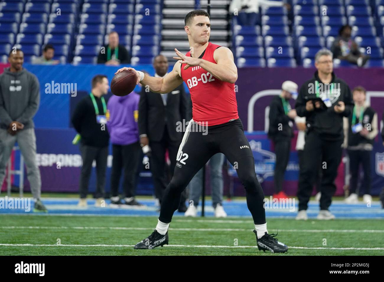 Georgia quarterback Stetson Bennett runs a drill at the NFL football ...