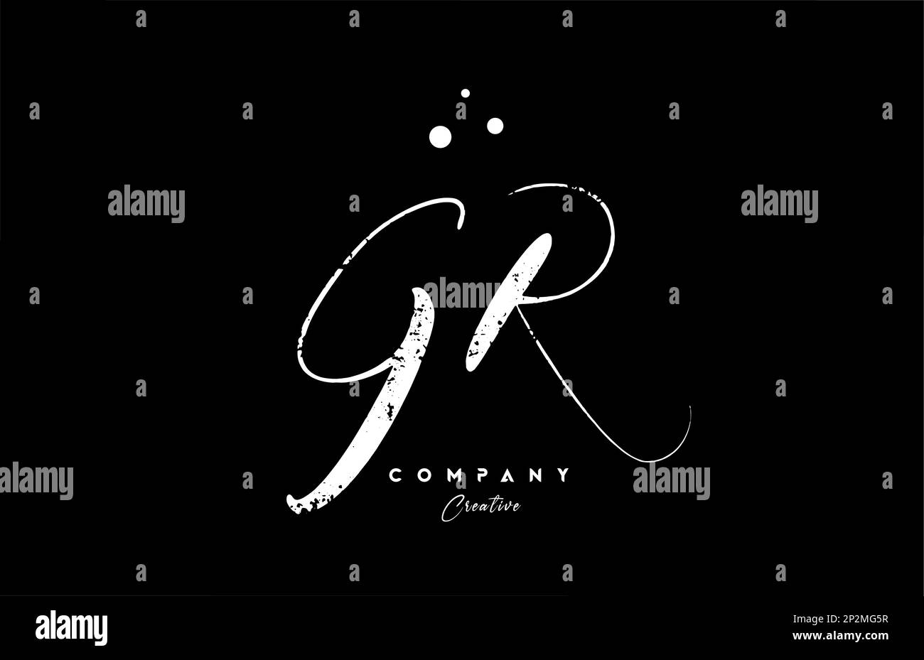 vintage GR alphabet letter logo icon combination design with dots ...