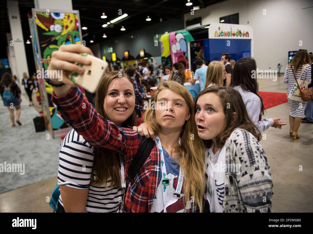 Erica Goodman, from left, 18, Lennon Moore, 14, and Julia Goodman, 14 ...