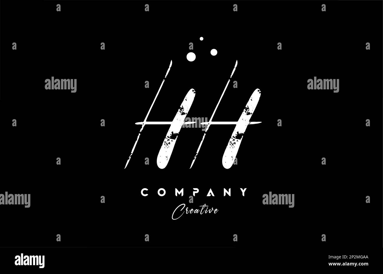 vintage HH alphabet letter logo icon combination design with dots ...