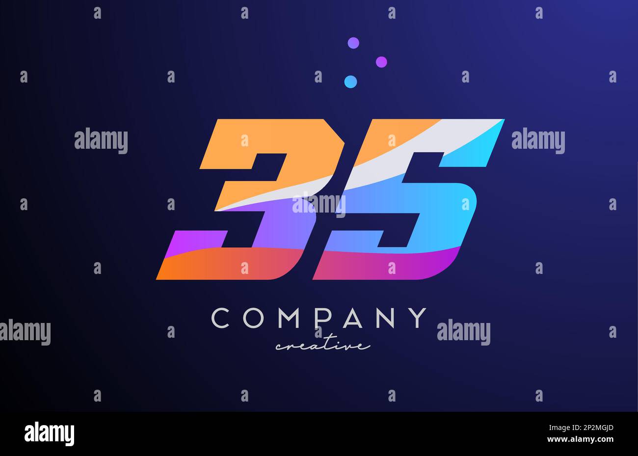 colored number 35 logo icon with dots. Yellow blue pink template design ...