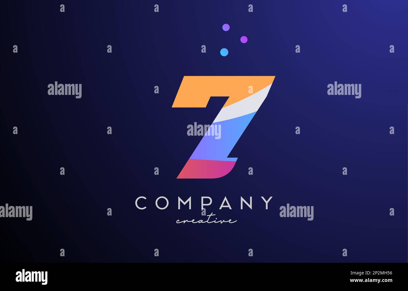 colored number 7 logo icon with dots. Yellow blue pink template design ...