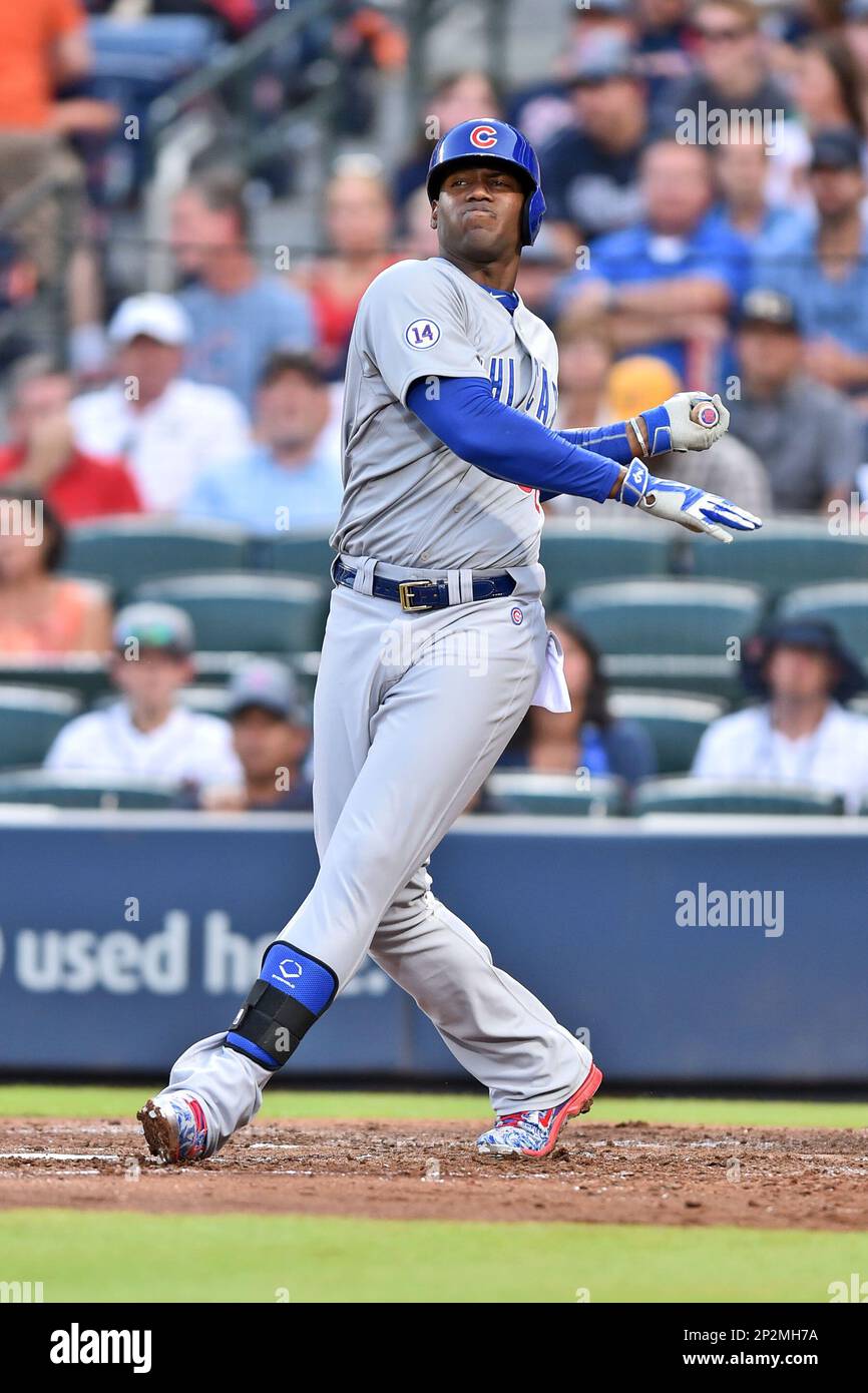 Chicago Cubs right fielder Jorge Soler (68) swings at a pitch during a ...