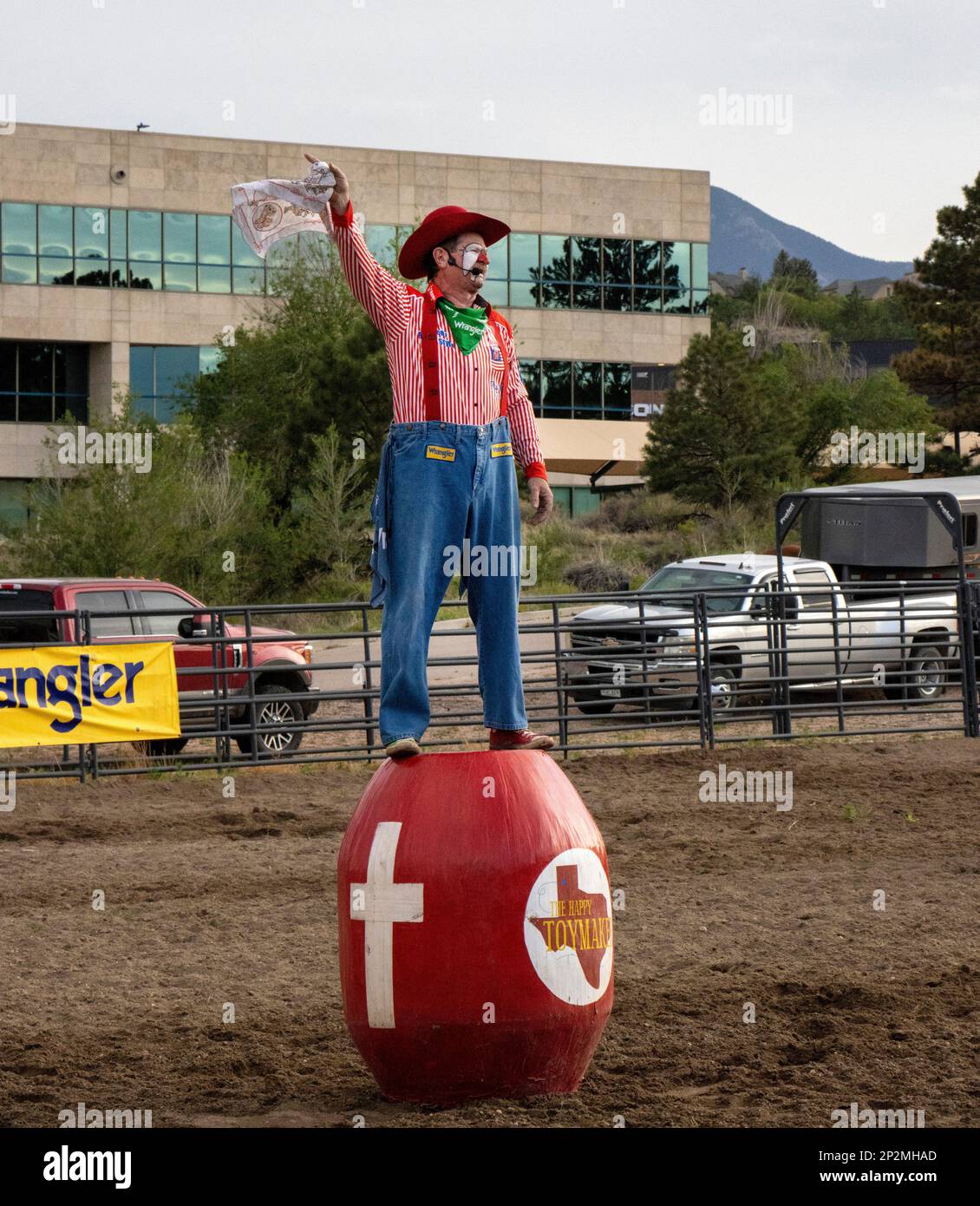 Rodeo clown having fun during rodeo in Colorado Springs, Colo. USA ...