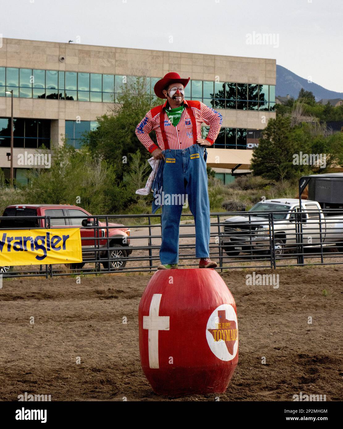 Rodeo clown having fun during rodeo in Colorado Springs, Colo. USA ...