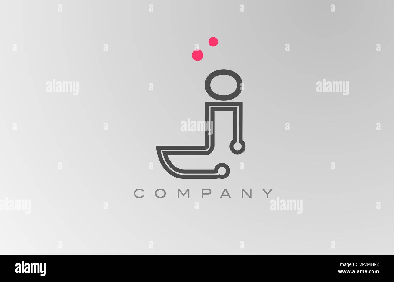 pink grey J alphabet letter logo icon design with line and dot ...