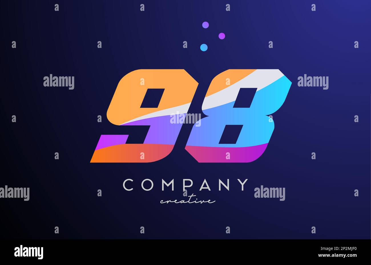 colored number 98 logo icon with dots. Yellow blue pink template design ...