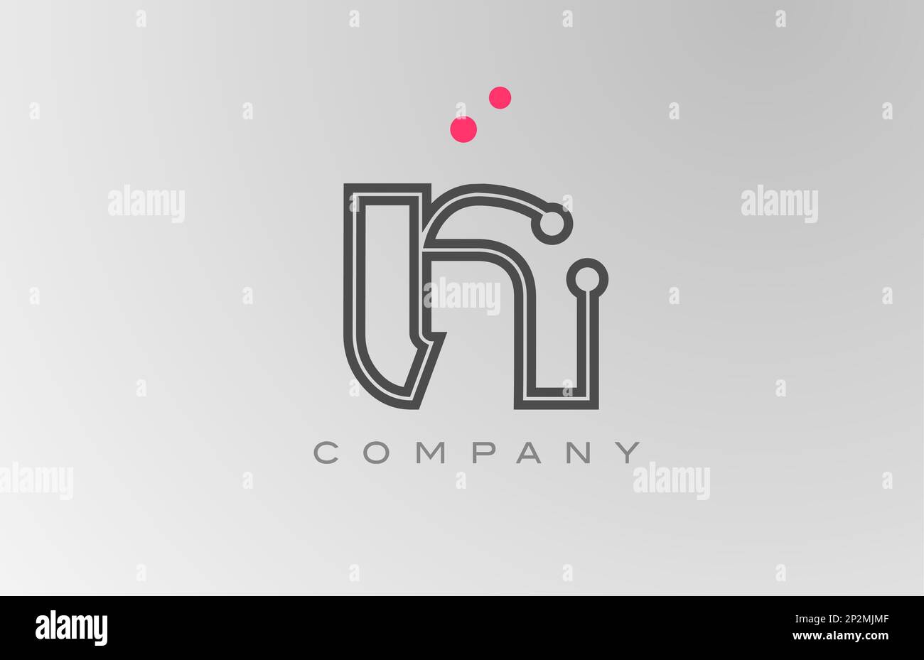 pink grey N alphabet letter logo icon design with line and dot ...