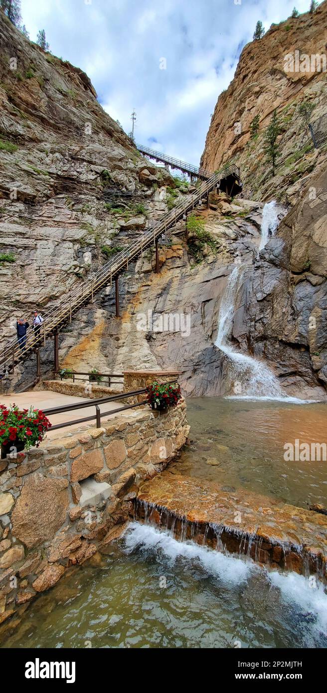 Stairway to the top of Broadmoor Seven Falls Stock Photo - Alamy