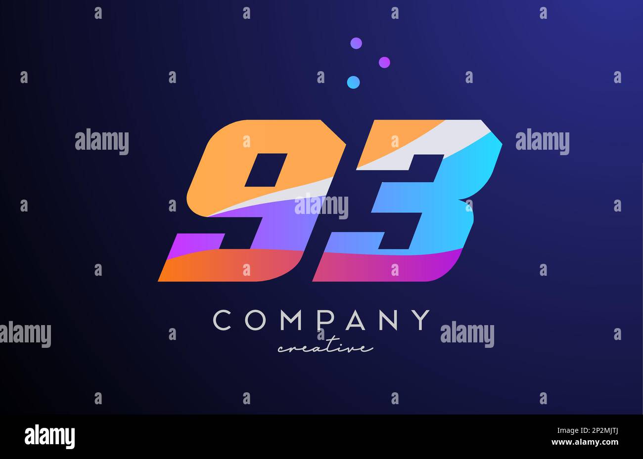 colored number 93 logo icon with dots. Yellow blue pink template design ...
