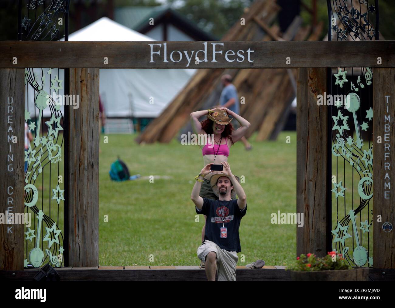 Kyle McCloskey, front, and Marcy Hartman, both of Philadelphia, take a ...