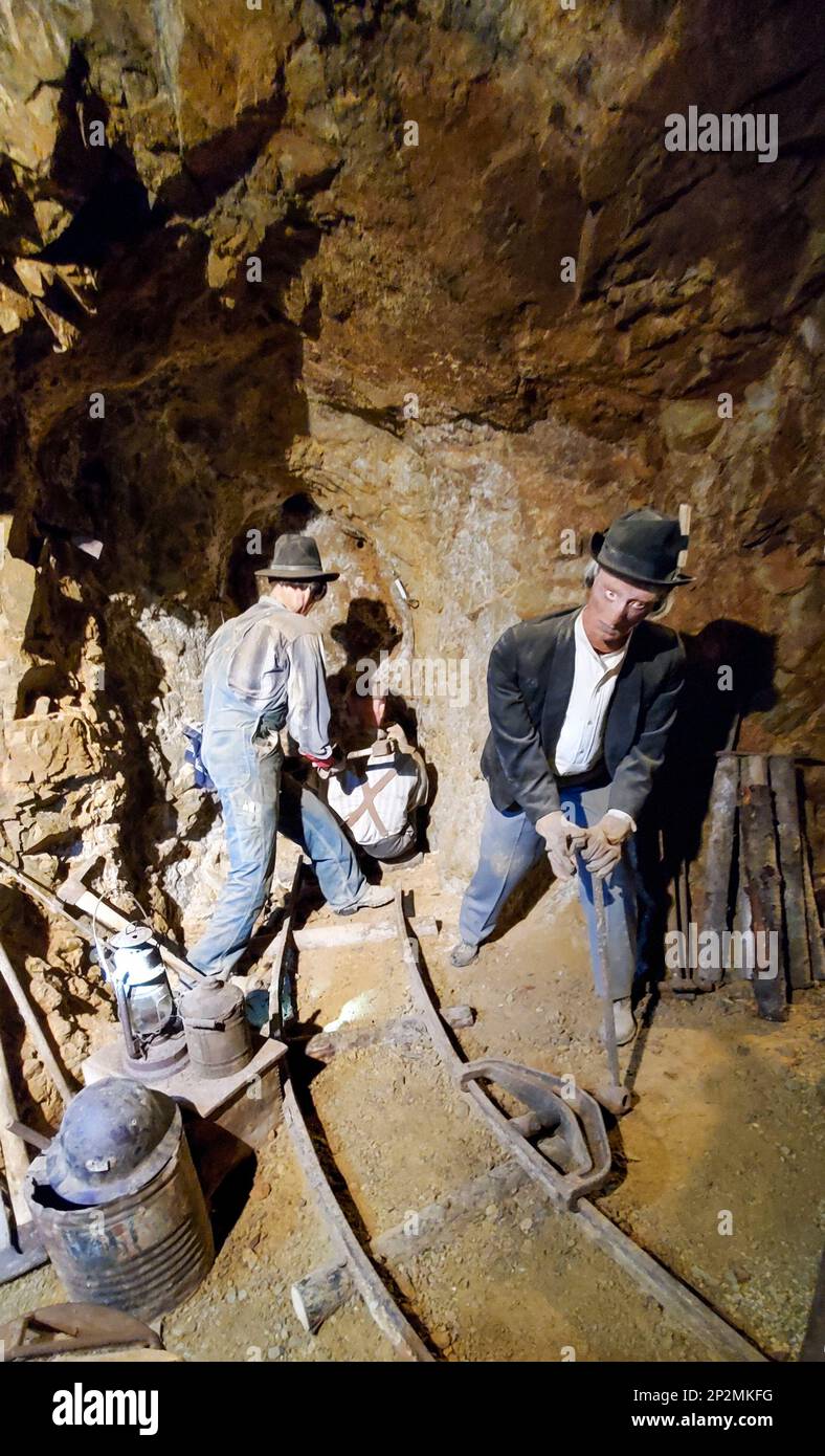 Statues depict mining seen on tour of Mollie Kathleen Gold Mine ...
