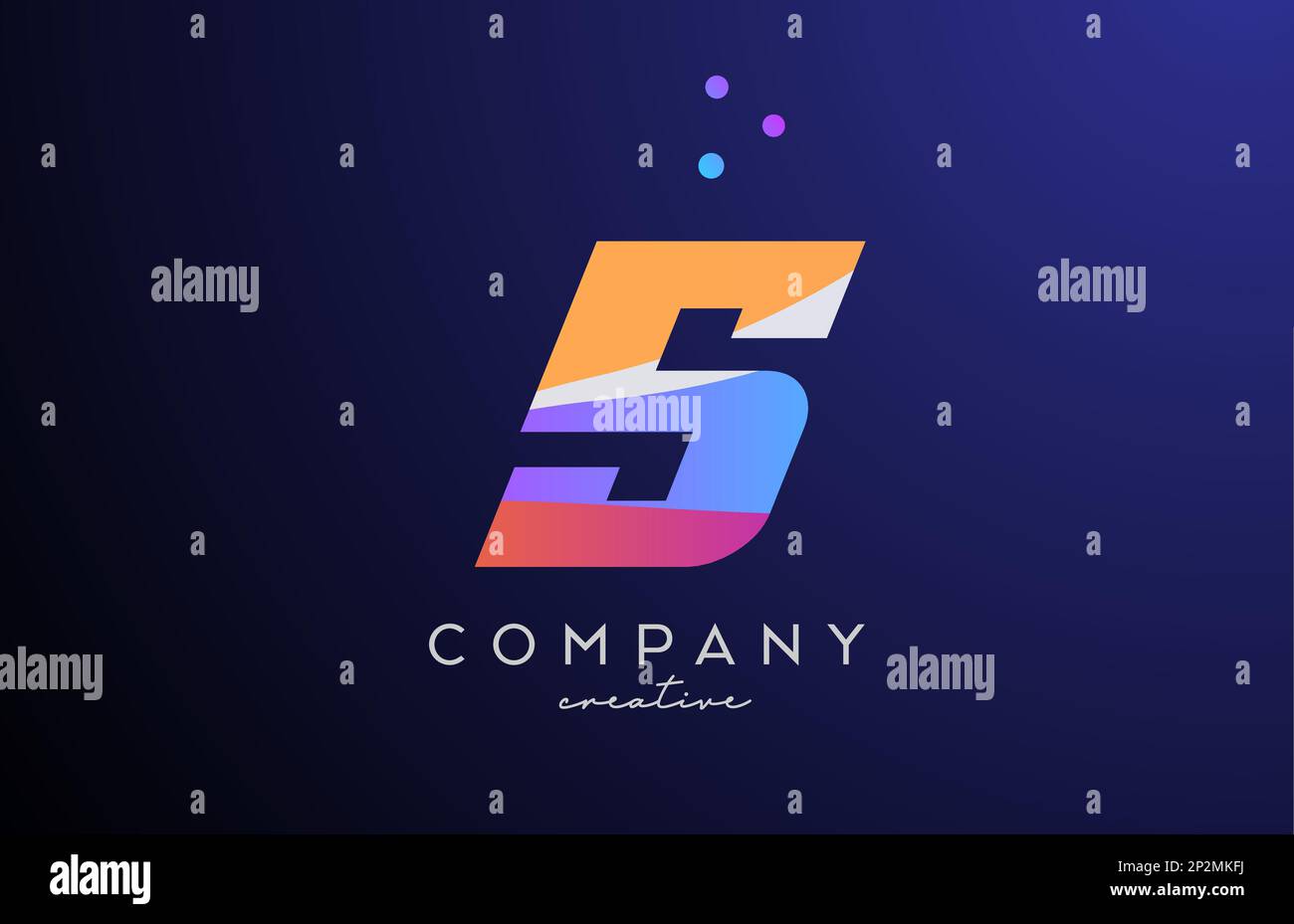 colored number 5 logo icon with dots. Yellow blue pink template design ...