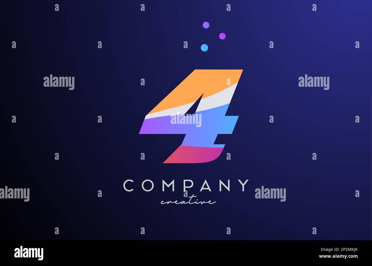 colored number 4 logo icon with dots. Yellow blue pink template design ...