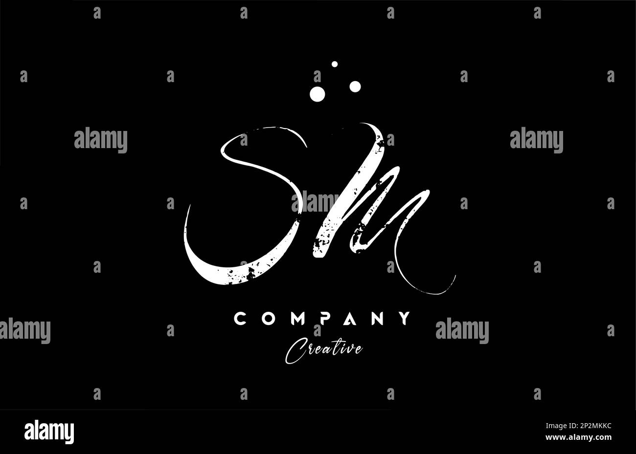 vintage SM alphabet letter logo icon combination design with dots ...
