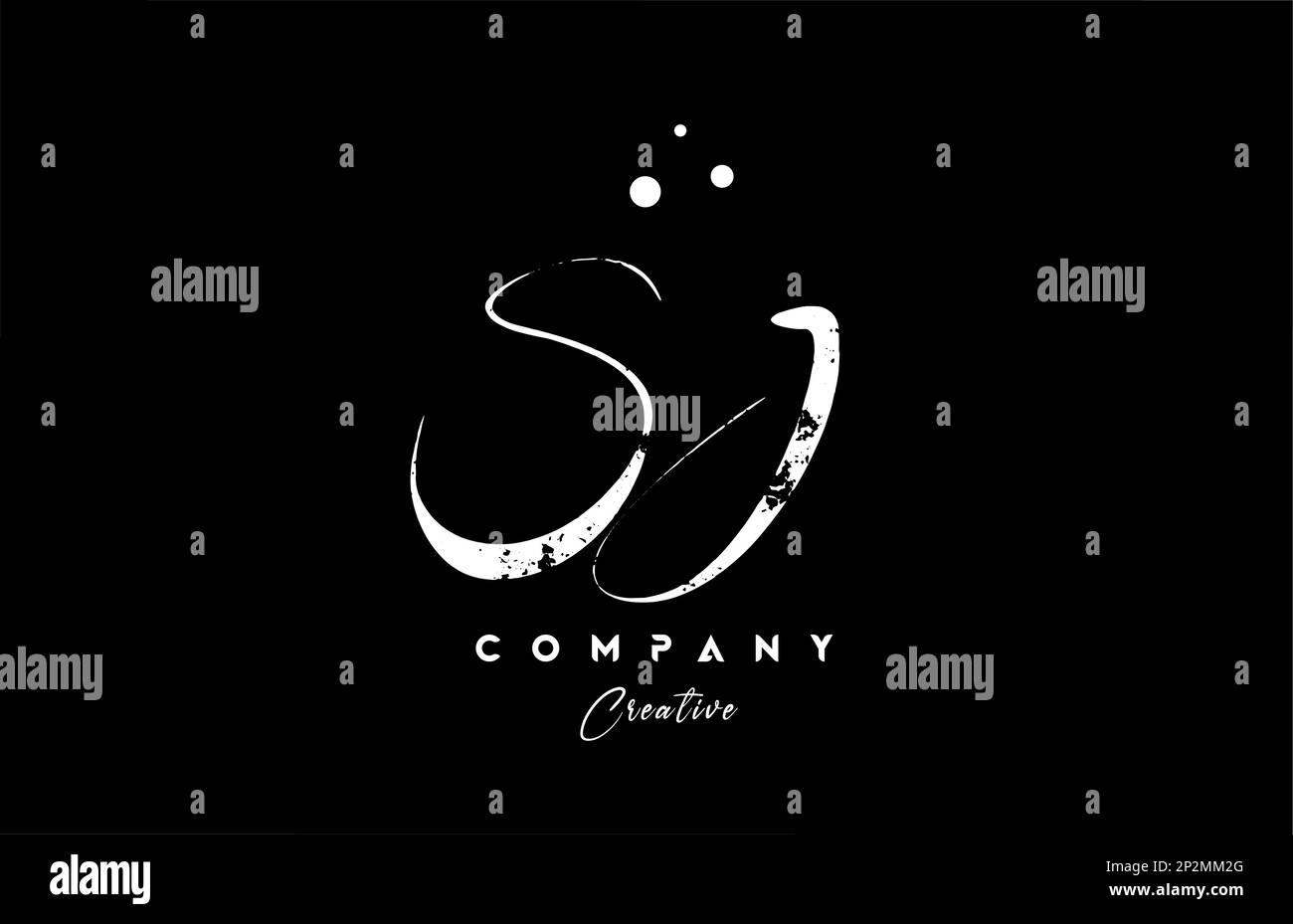 vintage SJ alphabet letter logo icon combination design with dots ...