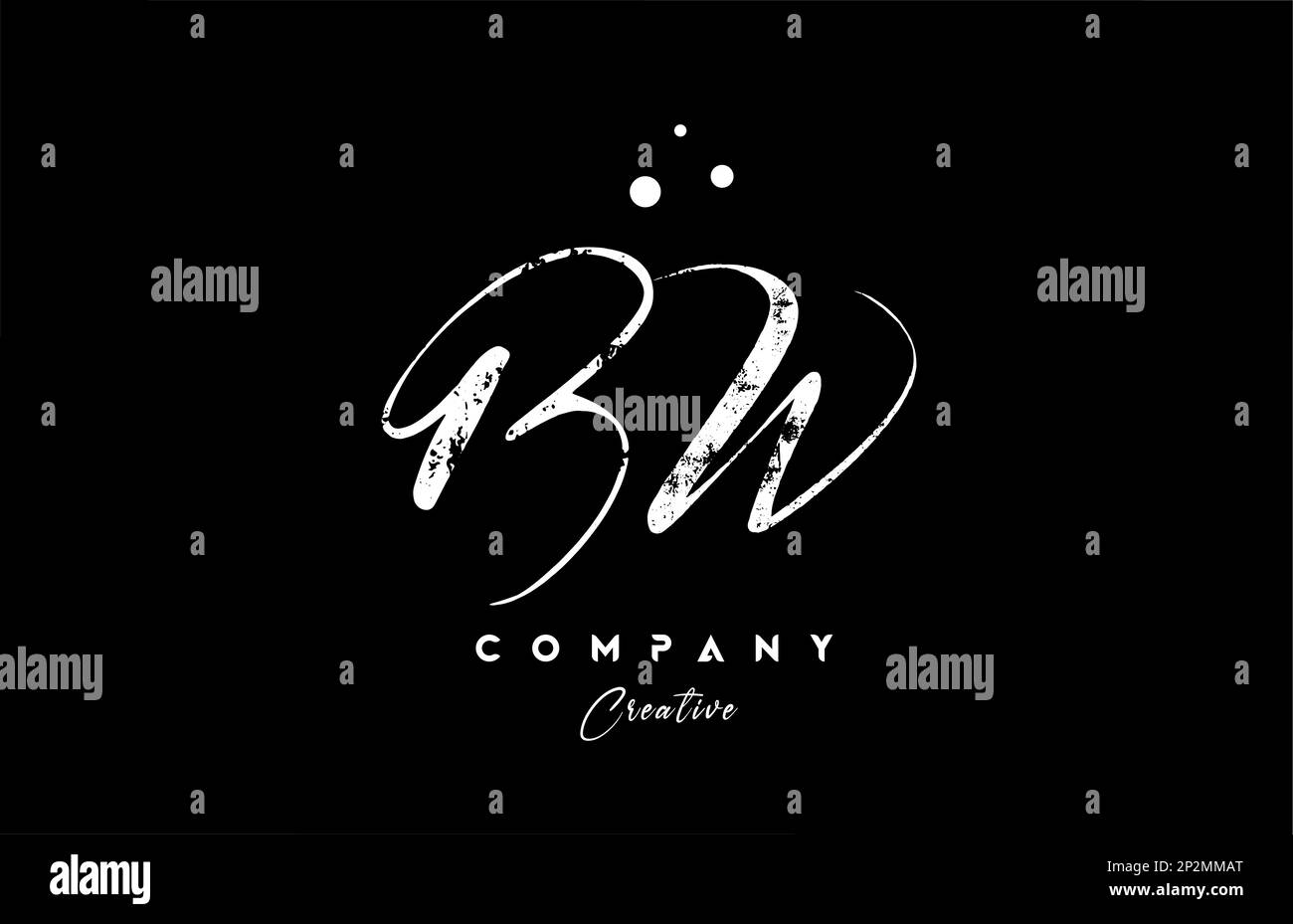 vintage BW alphabet letter logo icon combination design with dots ...
