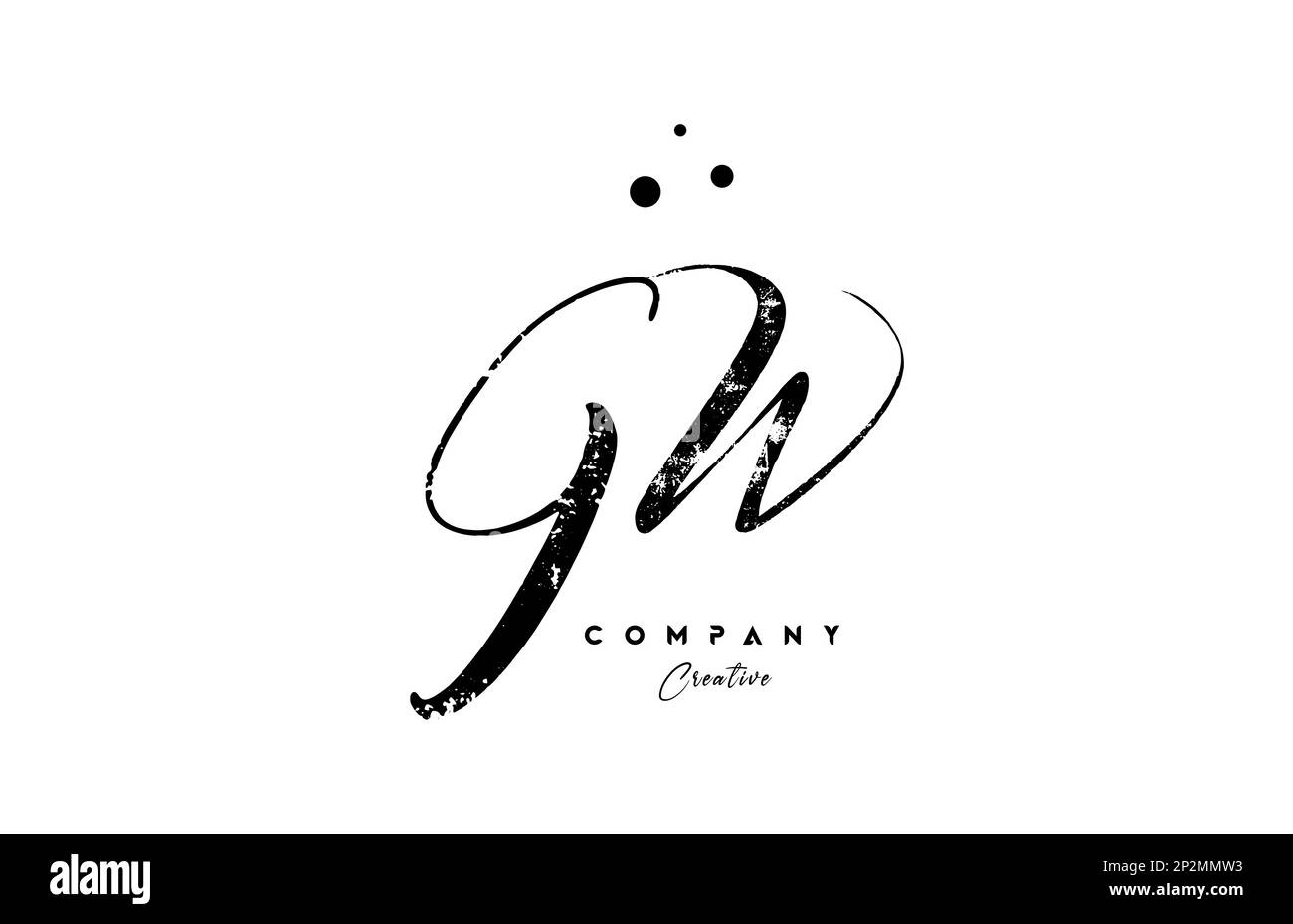 vintage GW alphabet letter logo icon combination design with dots ...