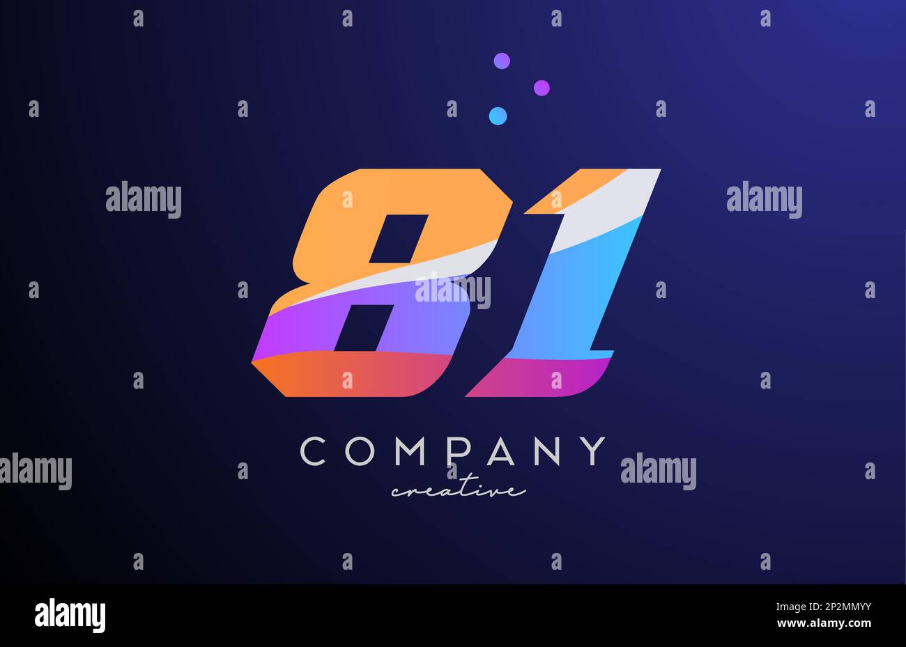 colored number 81 logo icon with dots. Yellow blue pink template design ...