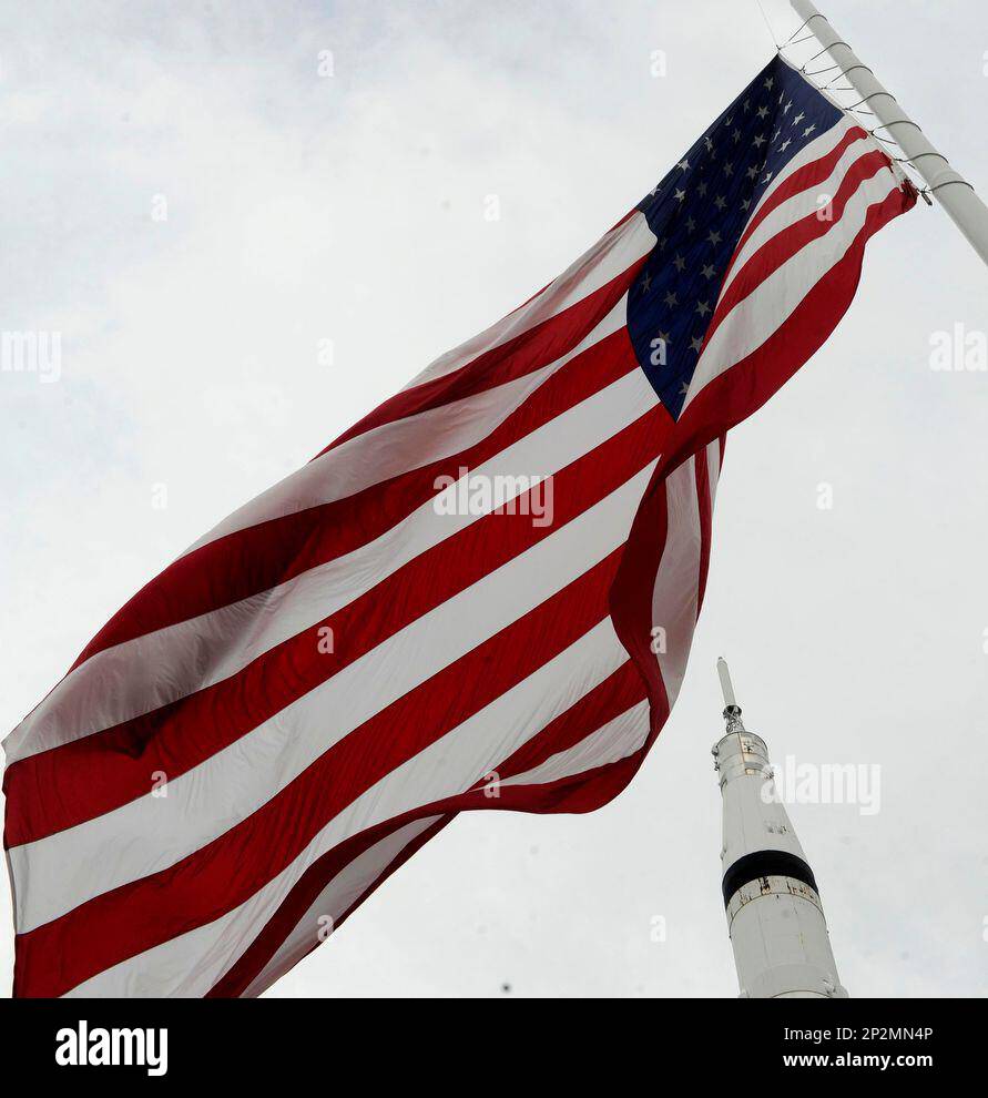 An American flag at the U.S. Space and Rocket Center flies at half ...