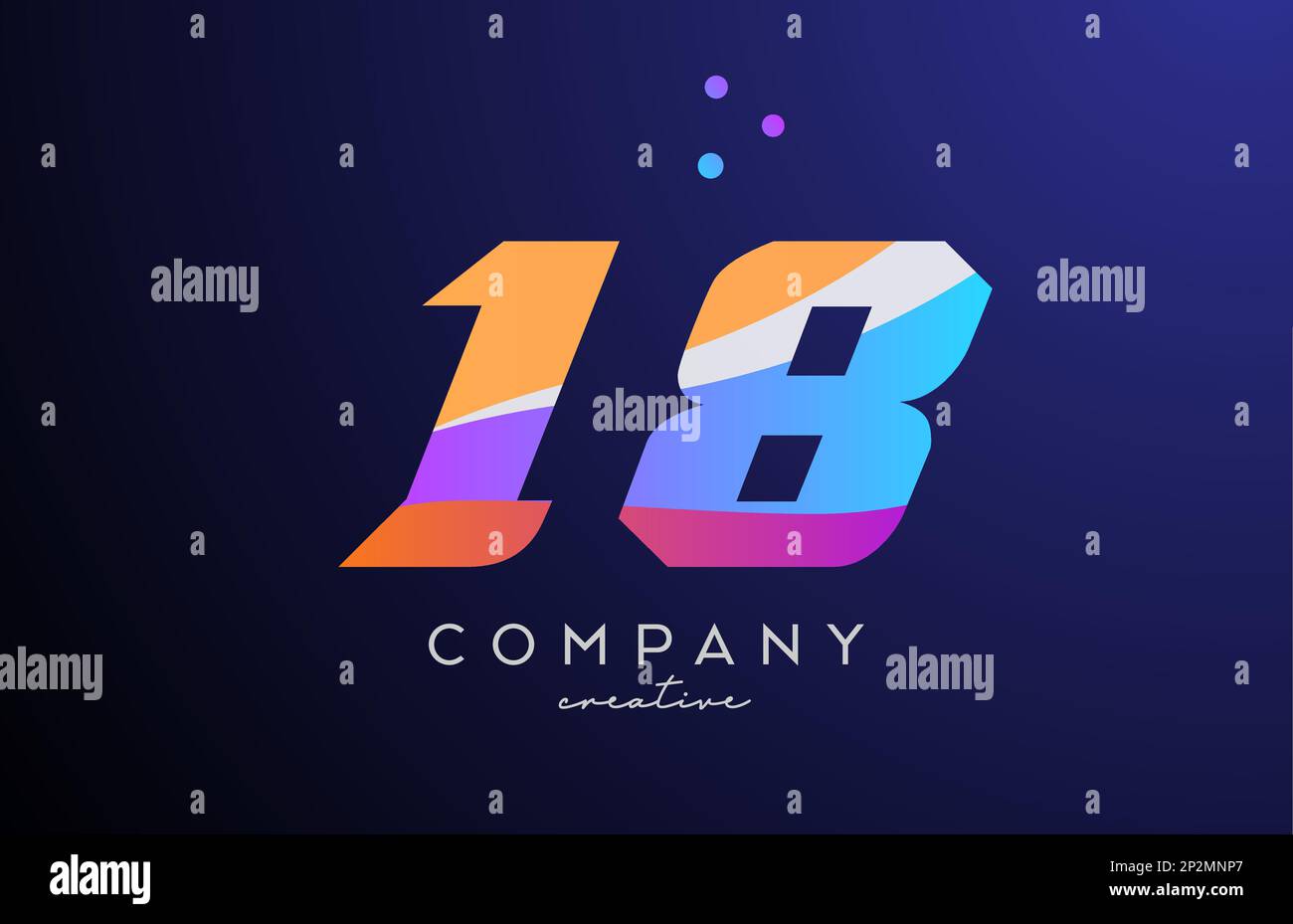 colored number 18 logo icon with dots. Yellow blue pink template design ...