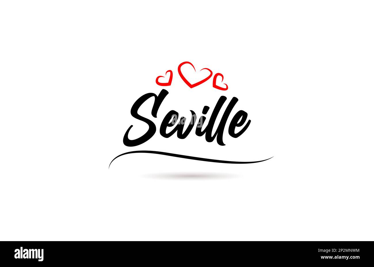 Seville european city typography text word with love style. Hand ...