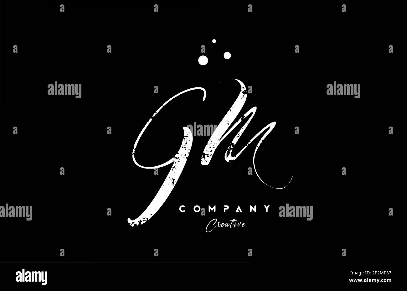 vintage GM alphabet letter logo icon combination design with dots ...