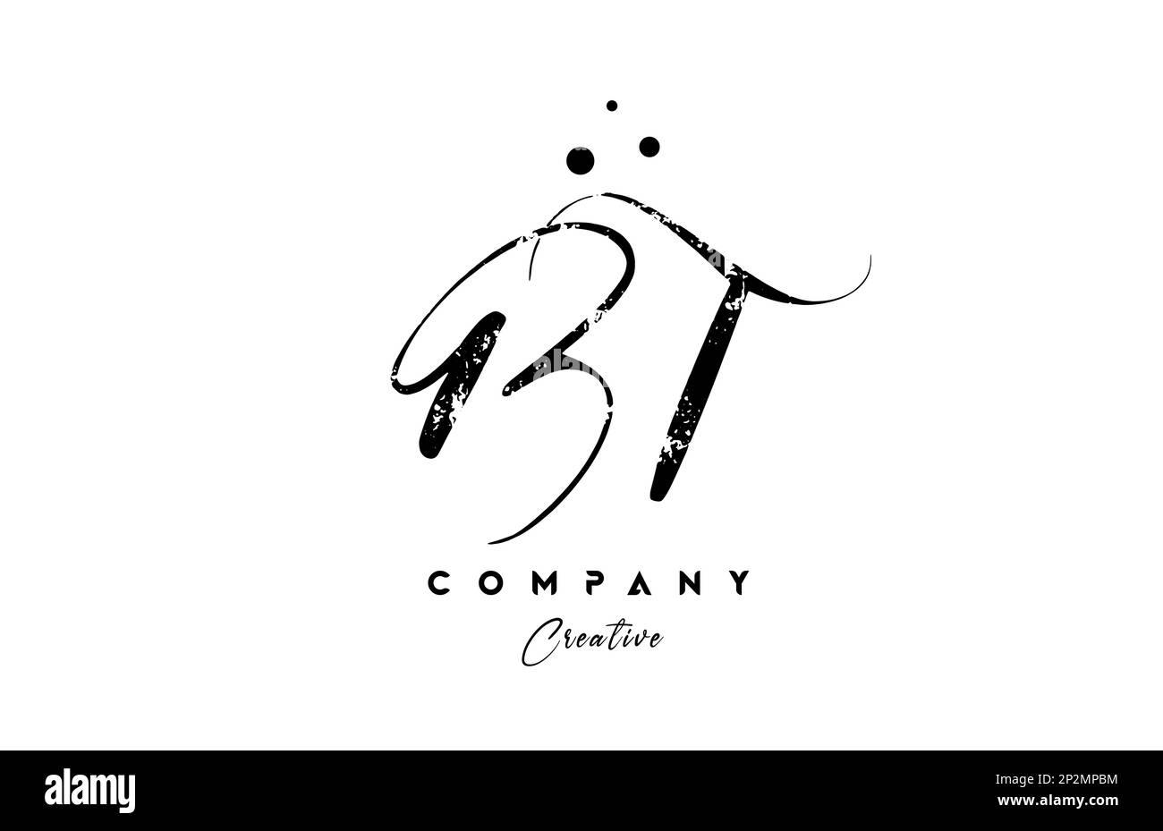 vintage BT alphabet letter logo icon combination design with dots ...