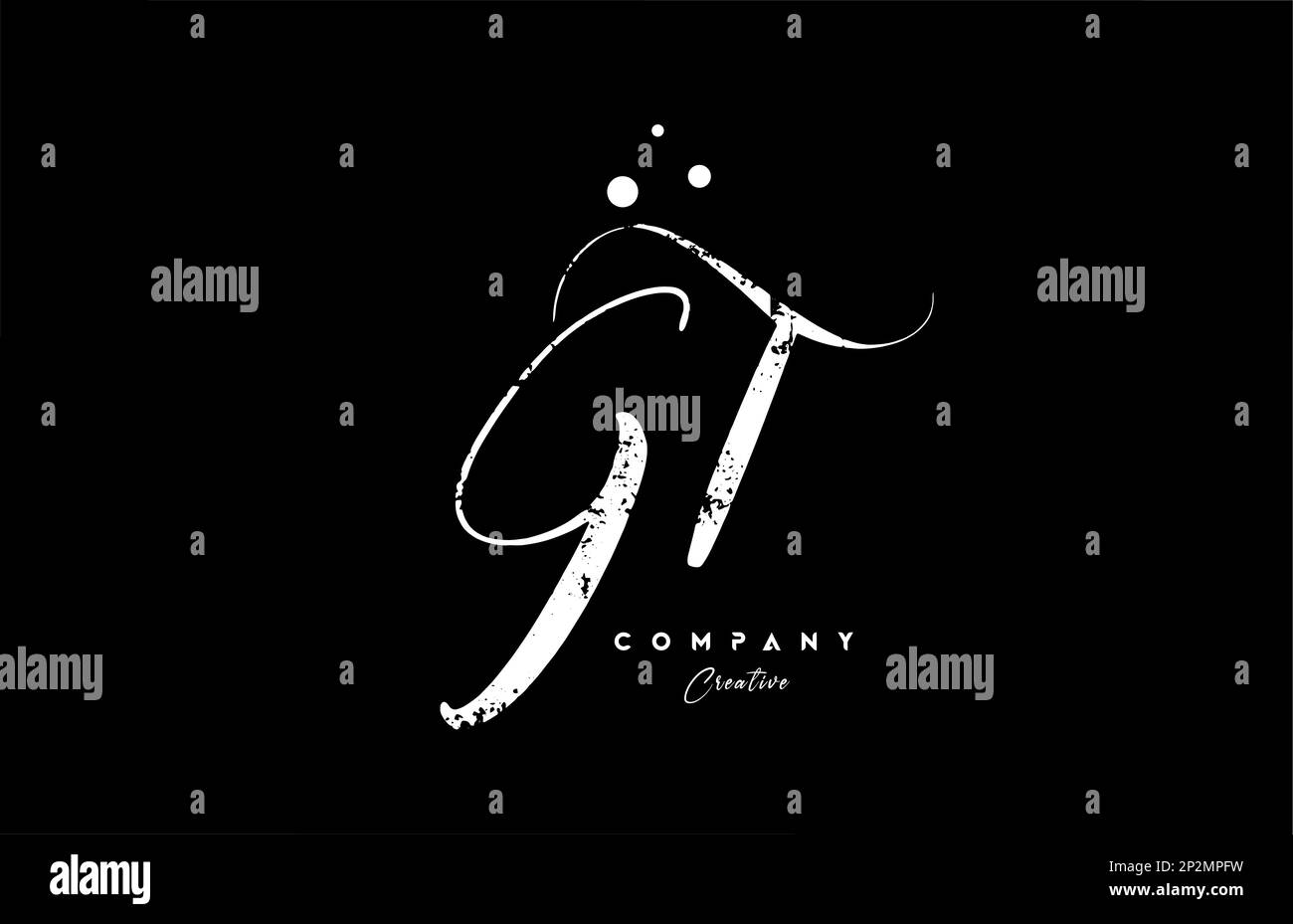 vintage GT alphabet letter logo icon combination design with dots ...