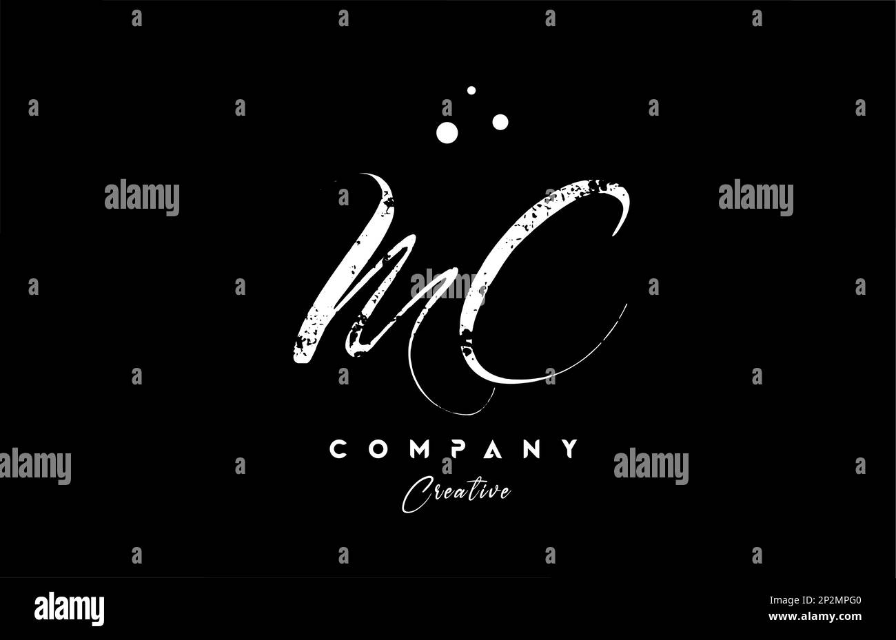 vintage MC alphabet letter logo icon combination design with dots ...