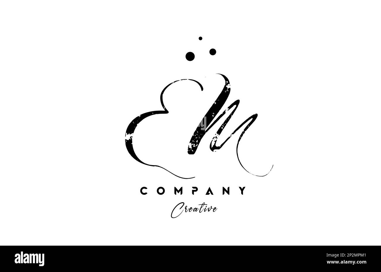 vintage EM alphabet letter logo icon combination design with dots ...