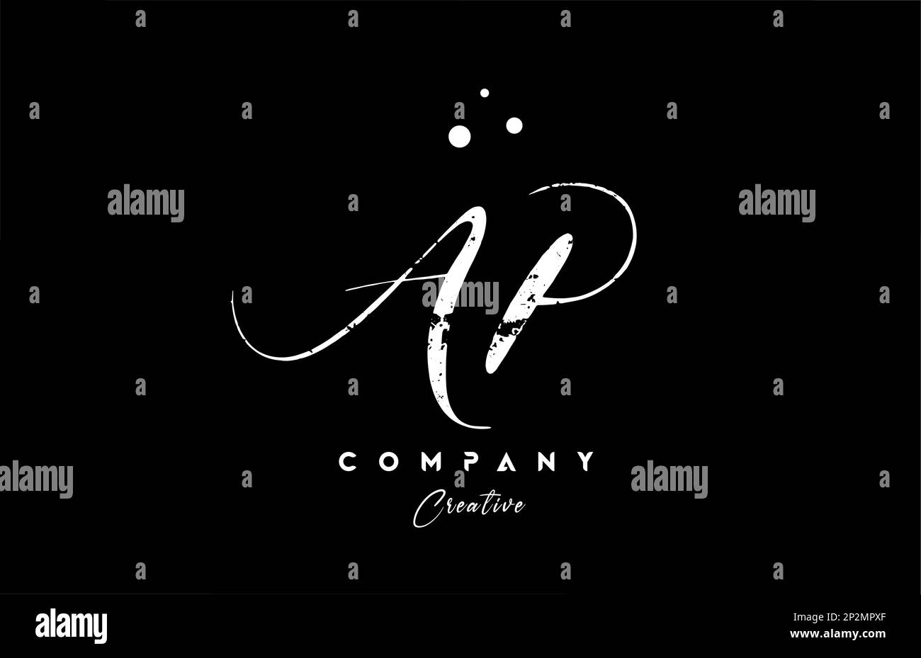 vintage AP alphabet letter logo icon combination design with dots ...