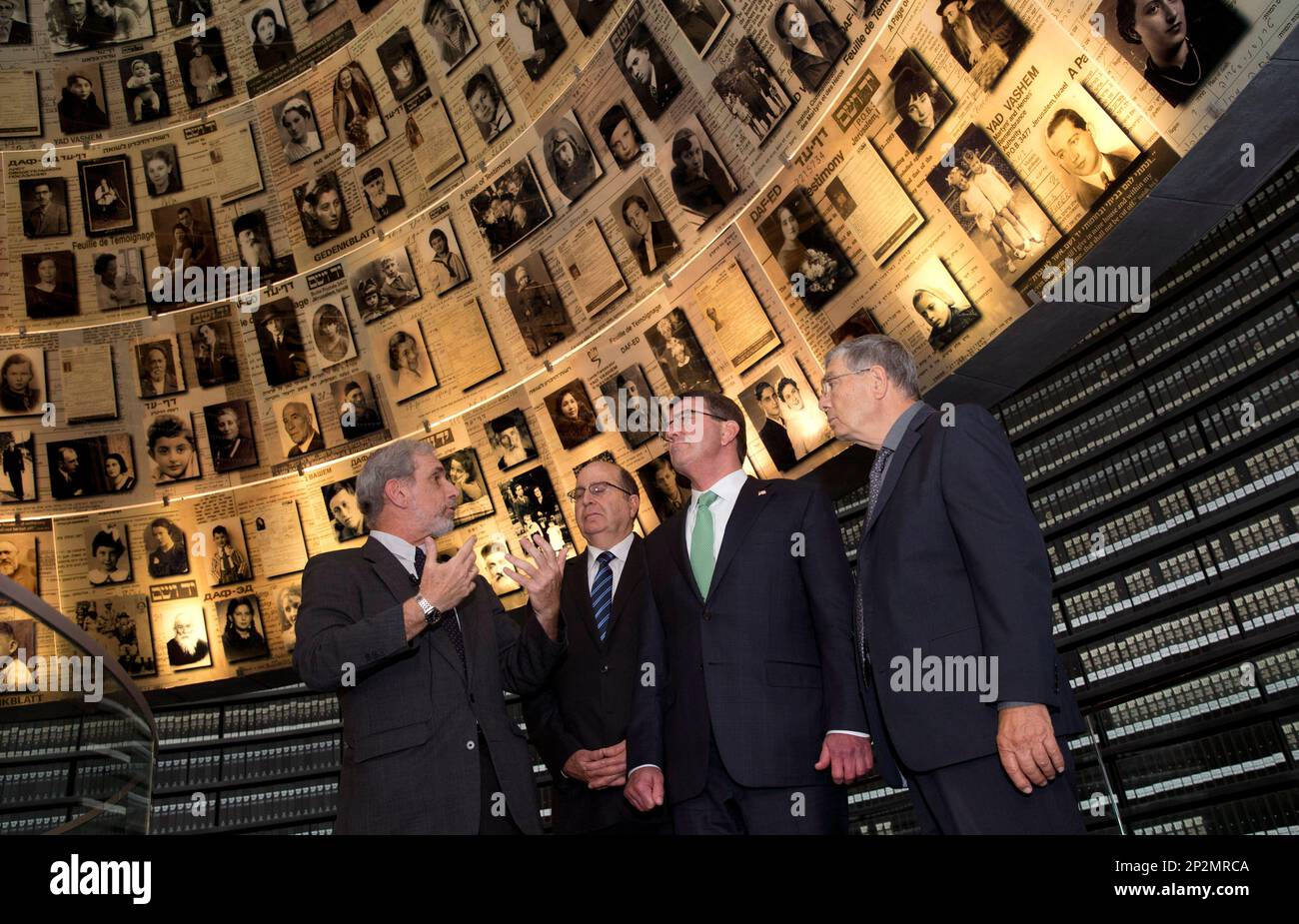 From left, David Zilbershlag guides Israeli Defense Minister Moshe ...