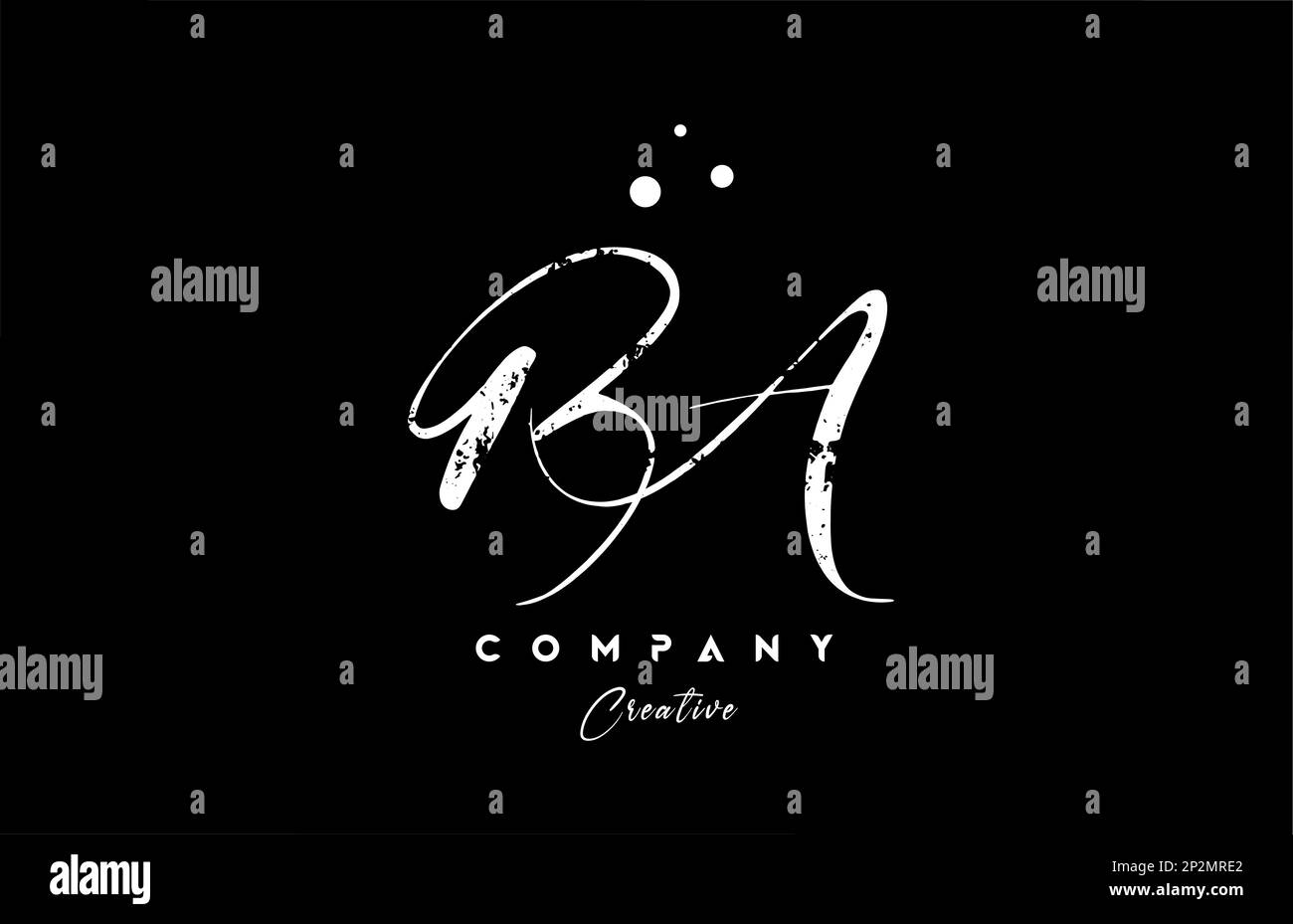vintage BA alphabet letter logo icon combination design with dots ...