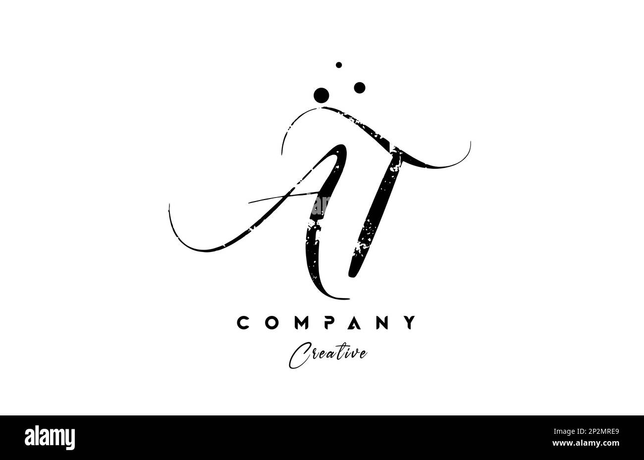 vintage AT alphabet letter logo icon combination design with dots ...