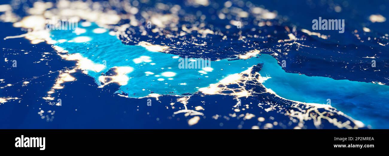 Middle East tilt shift panorama. Elements of this image furnished by ...