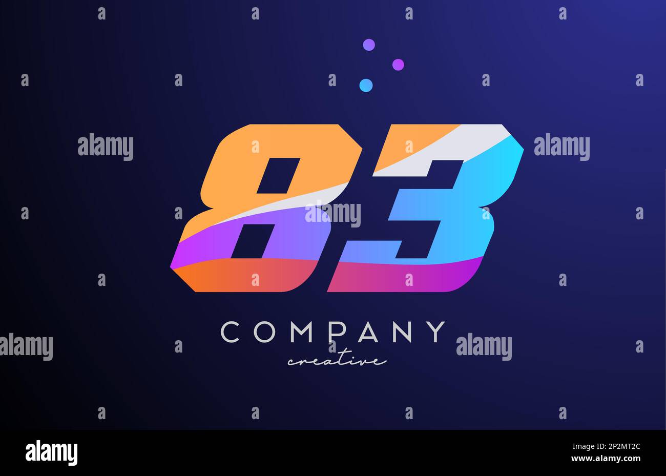 colored number 83 logo icon with dots. Yellow blue pink template design ...