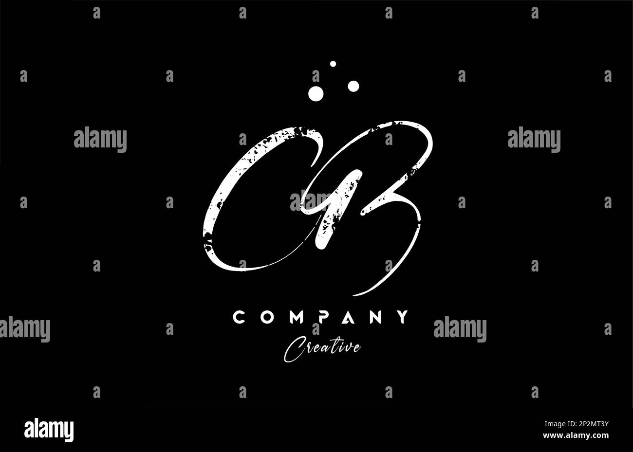 vintage CB alphabet letter logo icon combination design with dots ...