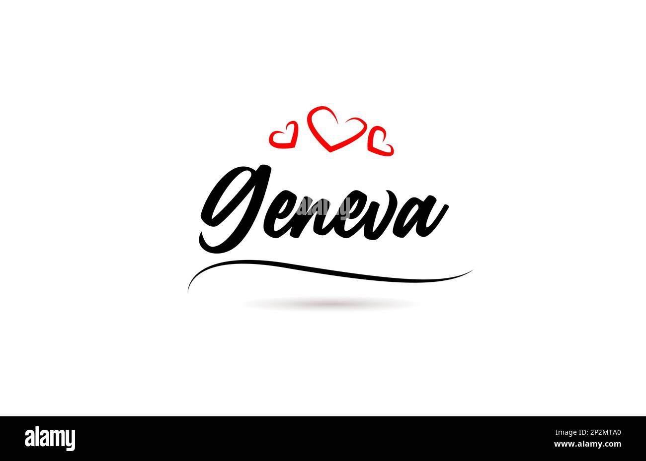 Geneva european city typography text word with love style. Hand ...