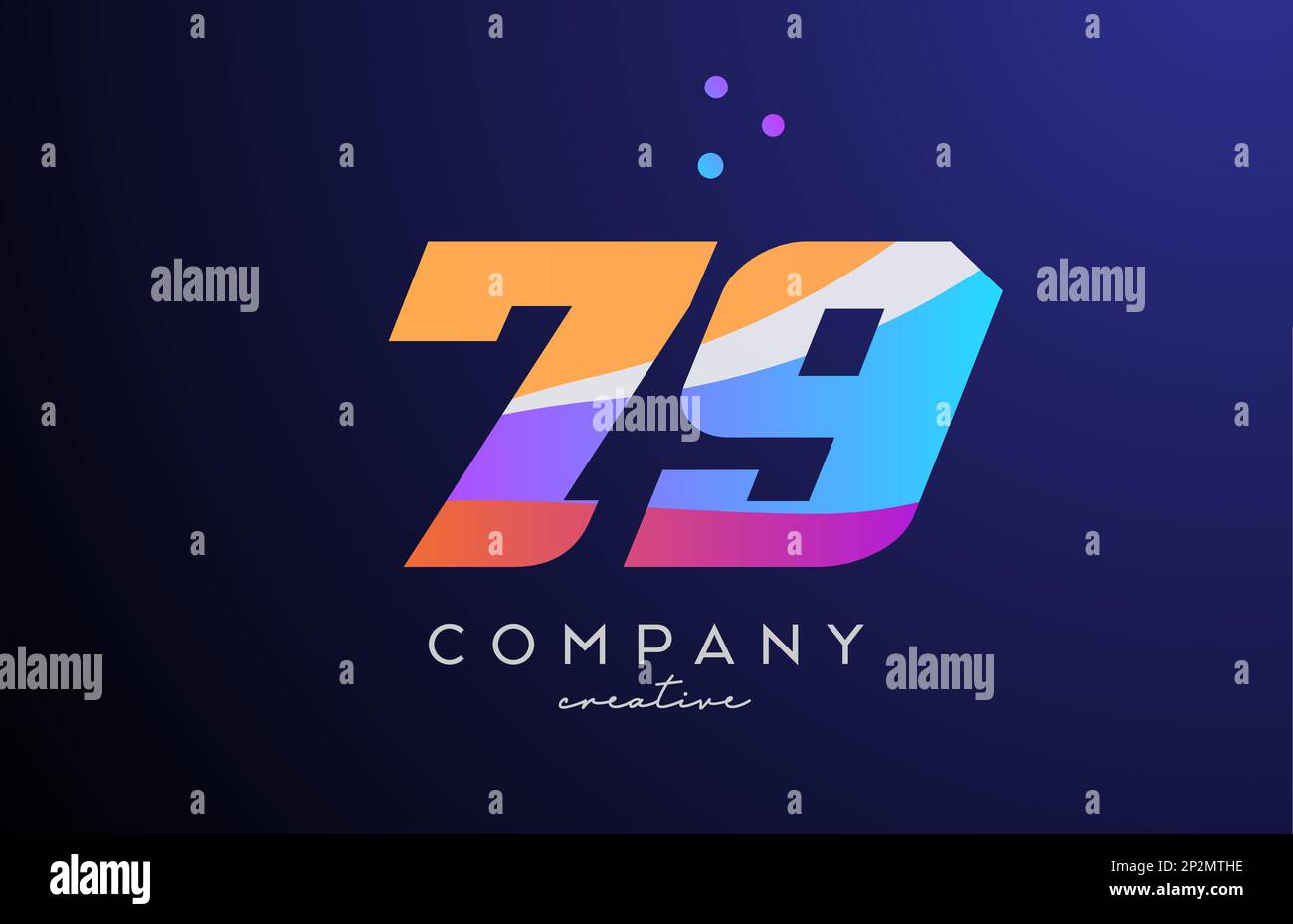 colored number 79 logo icon with dots. Yellow blue pink template design ...
