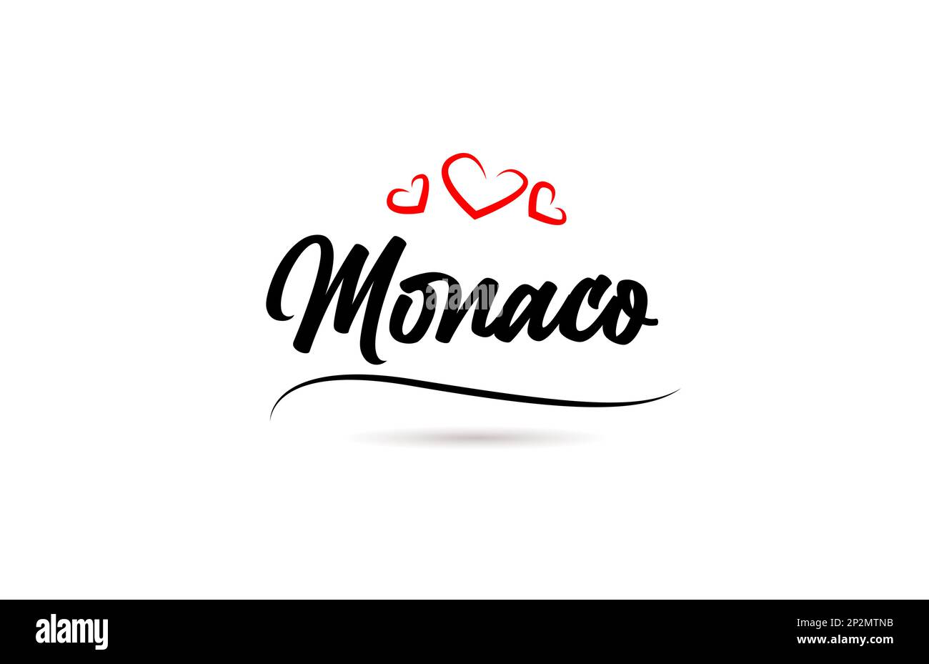 Monaco european city typography text word with love style. Hand ...