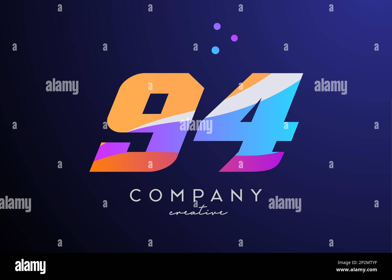 colored number 94 logo icon with dots. Yellow blue pink template design ...