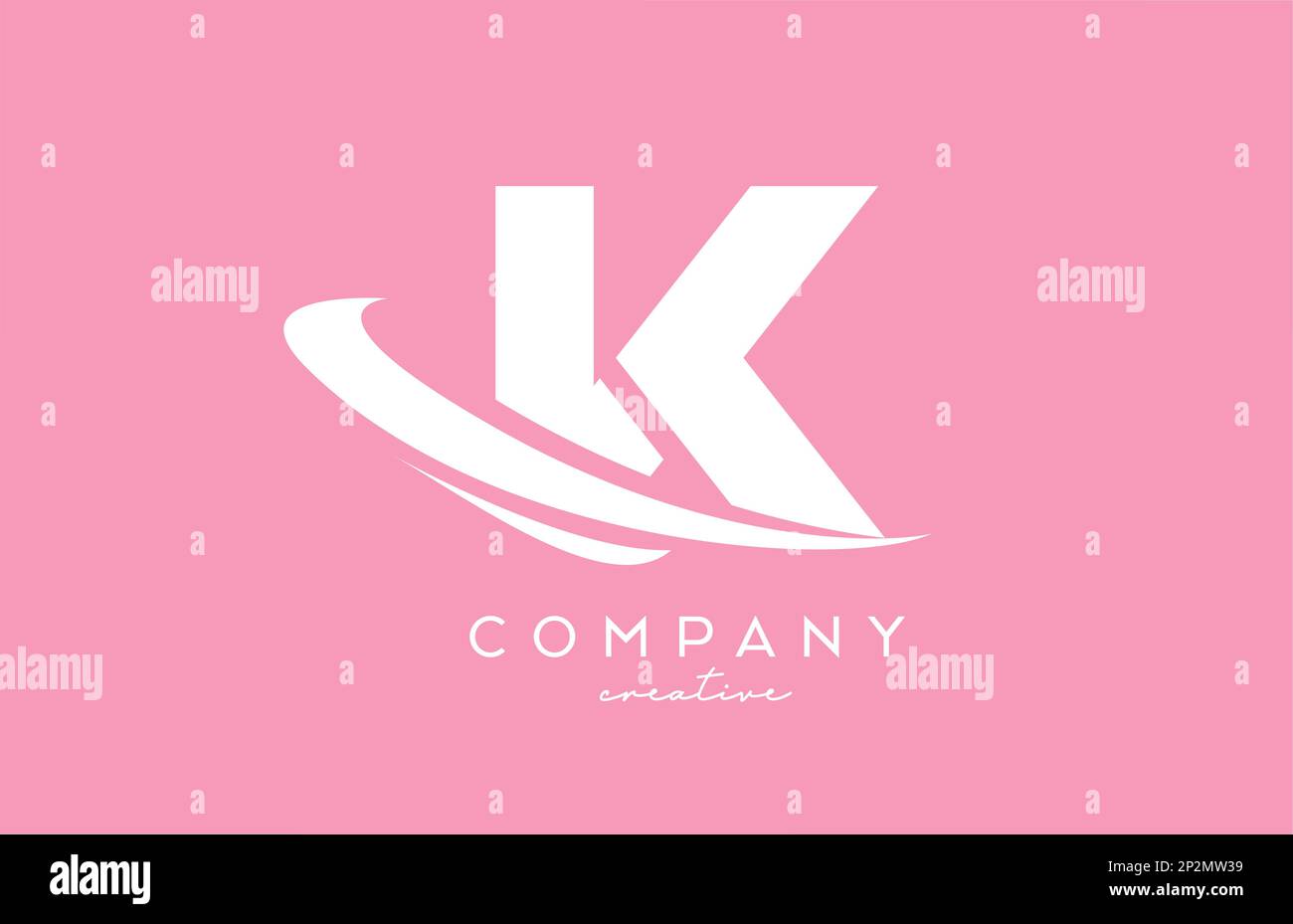 pink white K alphabet letter logo icon with swoosh. Creative template ...
