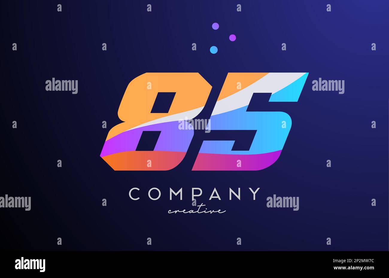 colored number 85 logo icon with dots. Yellow blue pink template design ...