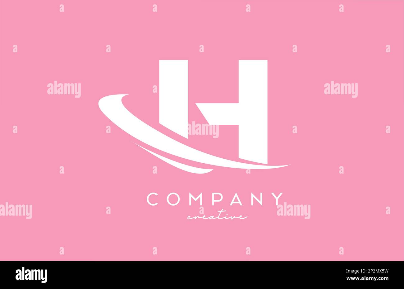 pink white H alphabet letter logo icon with swoosh. Creative template ...