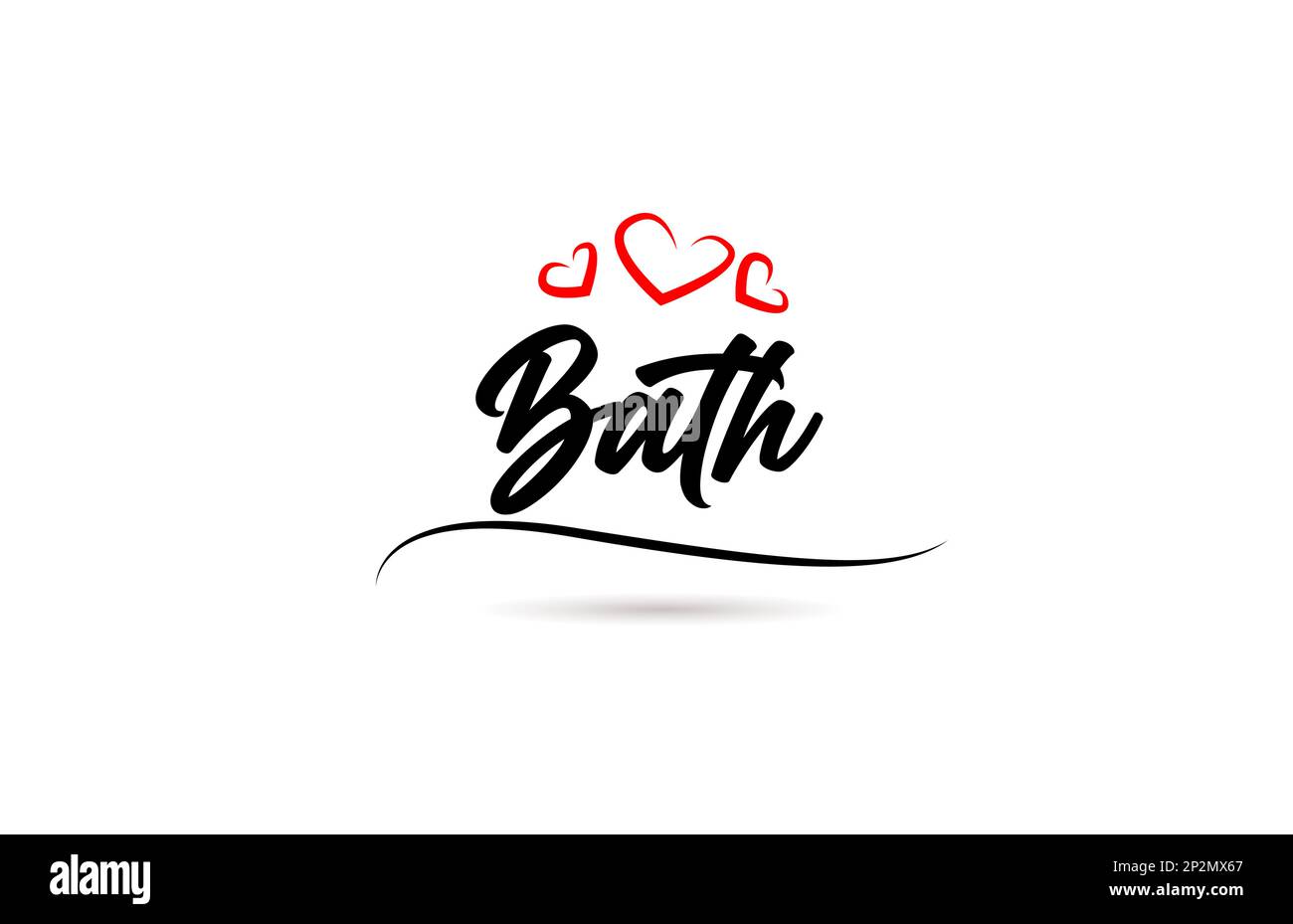 Bath european city typography text word with love style. Hand lettering ...